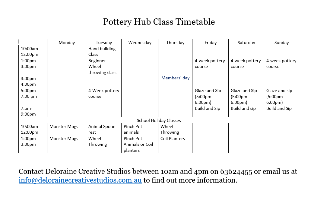 Pottery Hub – Deloraine Creative Studios
